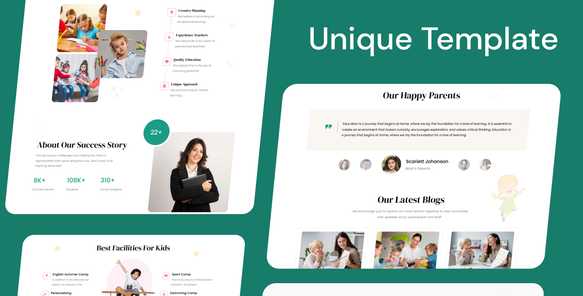 TinyThinkers - Children Kindergarten School Education Figma Design Template by posimyththemes